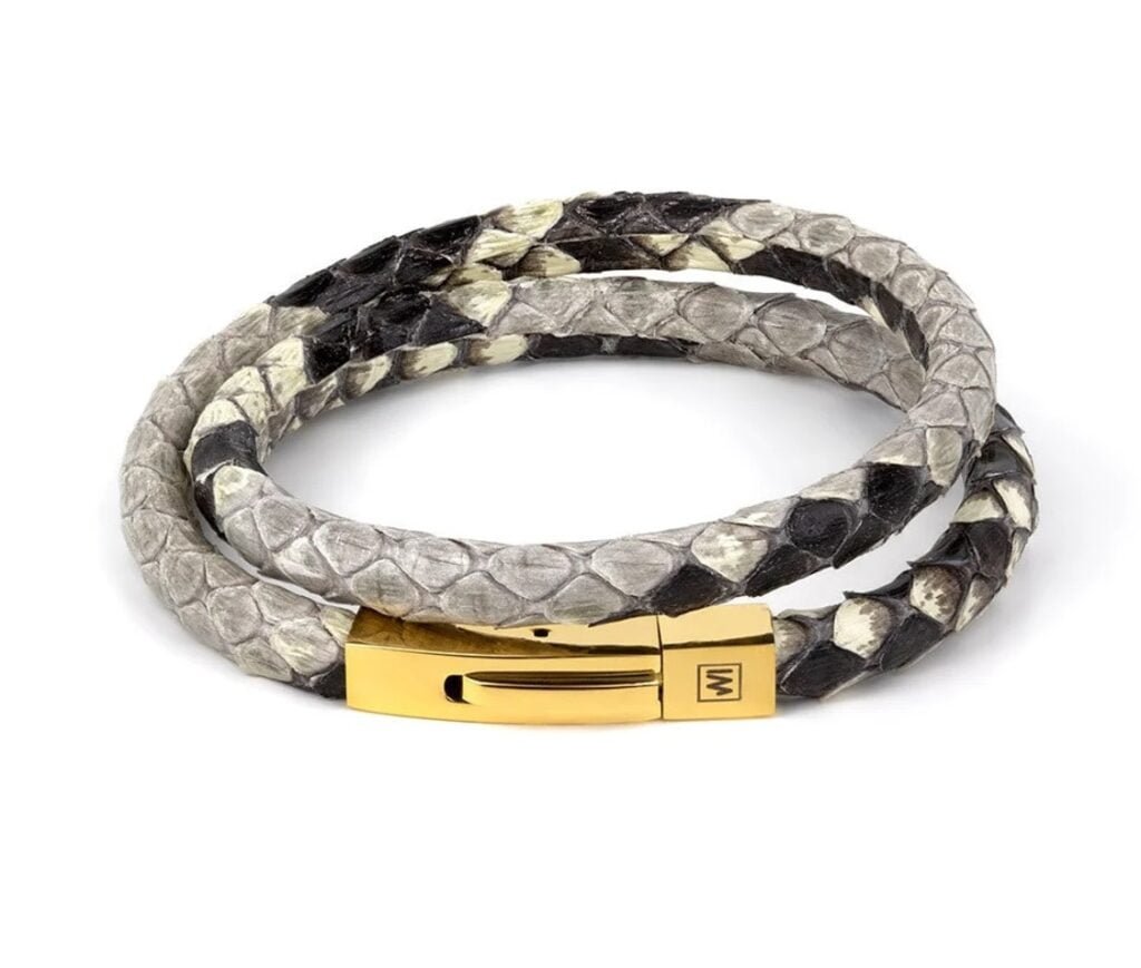 Bracelet double en Python véritable et fermoir doré en vente sur Python ...